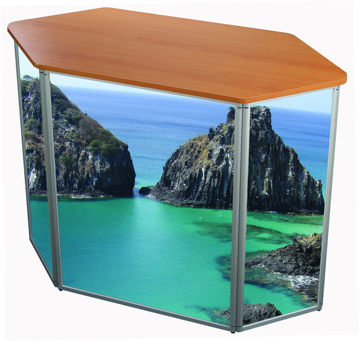 HEX 0001- Nyomtatható prómóciós fa pult, polccal